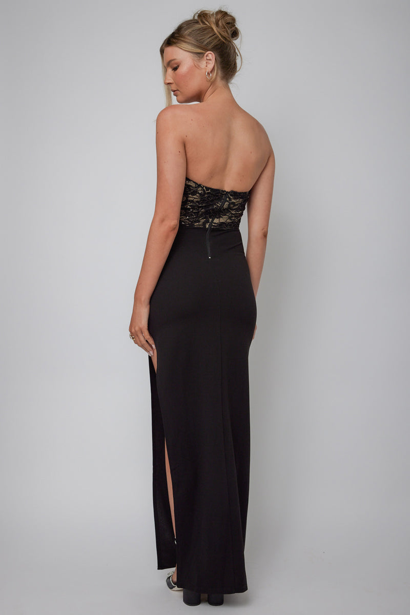 Shop The Maravilla Lace Bodice Maxi Dress Black Nude