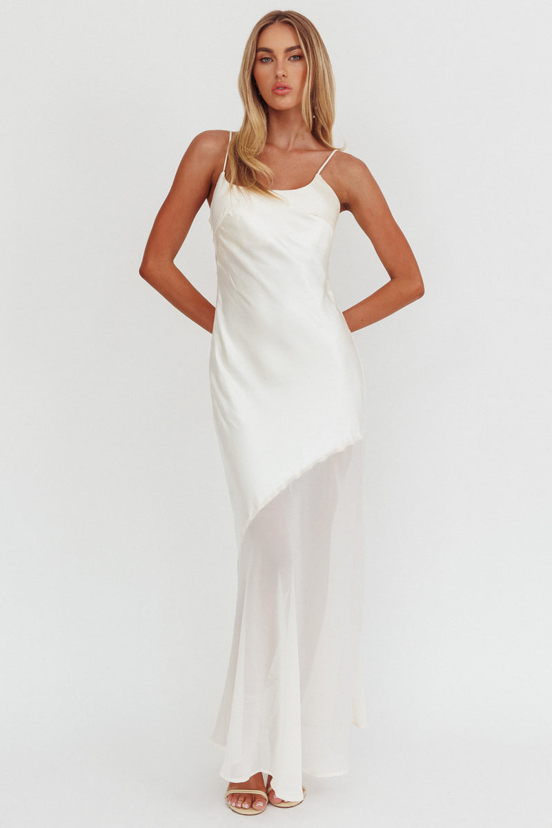 Shop the Gilded Dream Chiffon Hem Maxi Dress Oyster