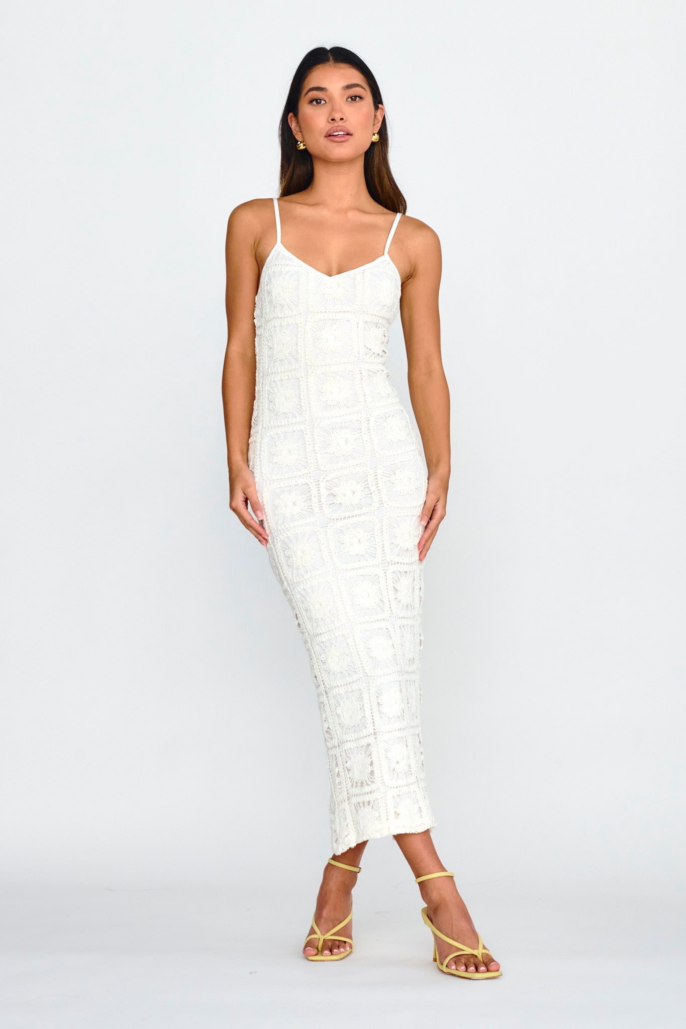 Shop the Cayman Sunset Crochet Midi Dress White