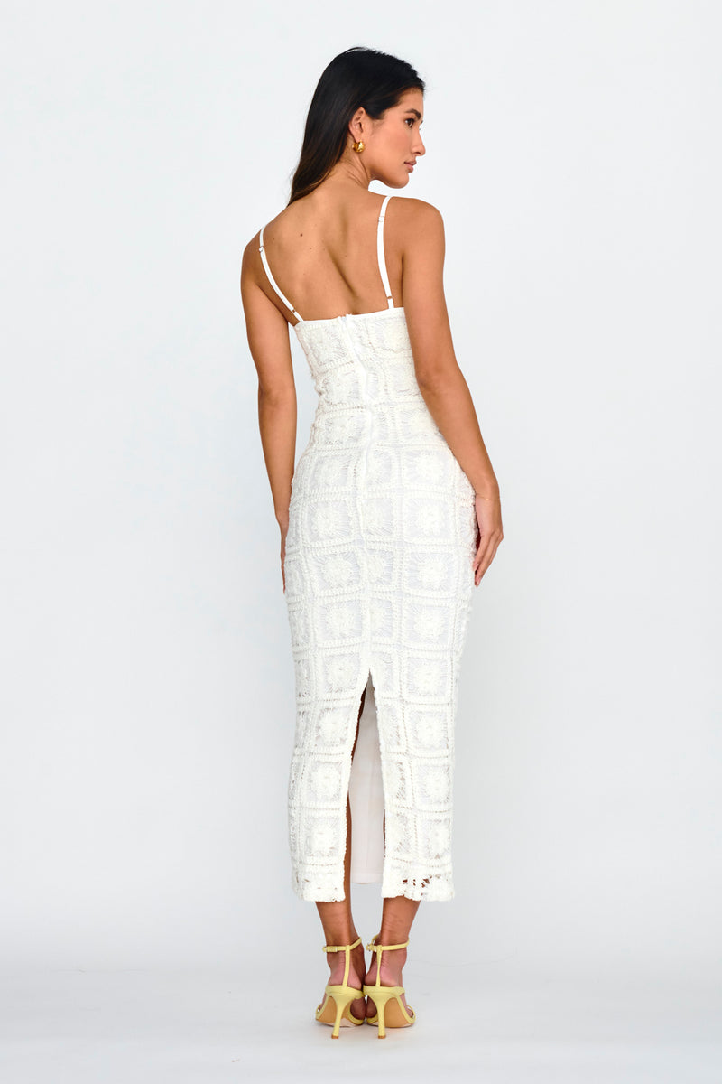 Shop the Cayman Sunset Crochet Midi Dress White