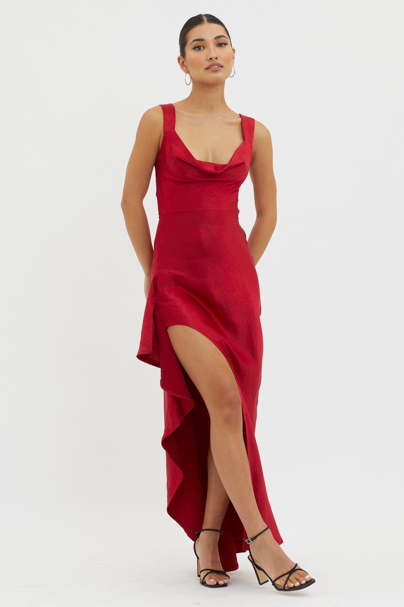 Shop the Ellianna Lace-Up Back Maxi Dress Red