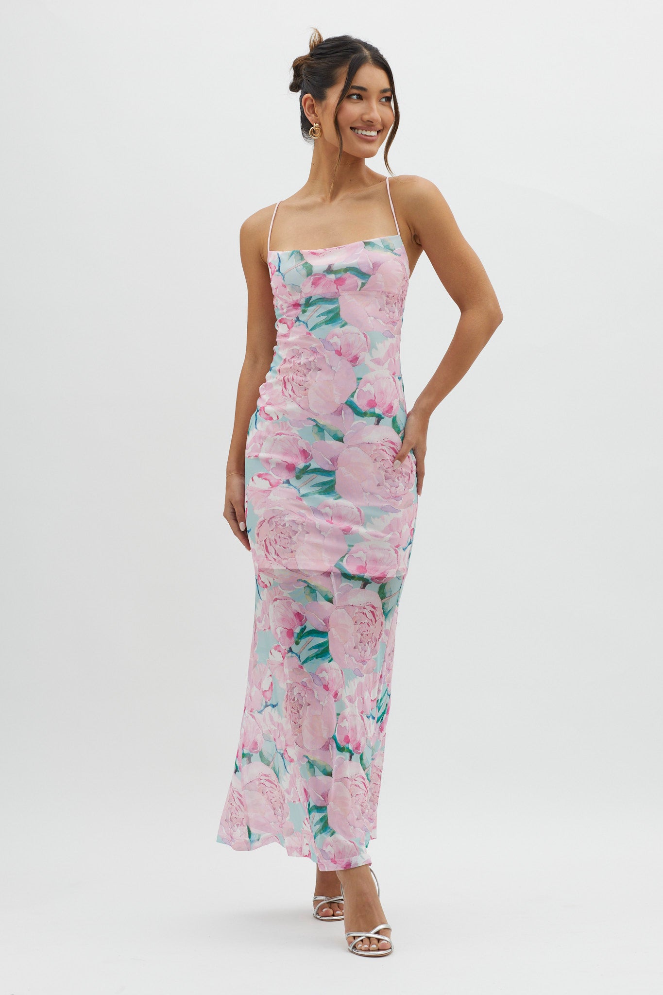 Shop the Letting Go Tie-Up Back Maxi Floral Pink