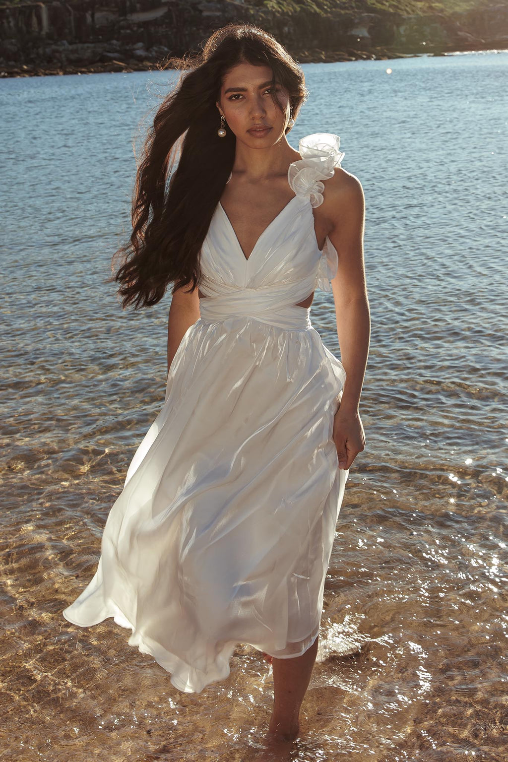 Madara Lace-Up Back Maxi Dress White– Selfie Leslie