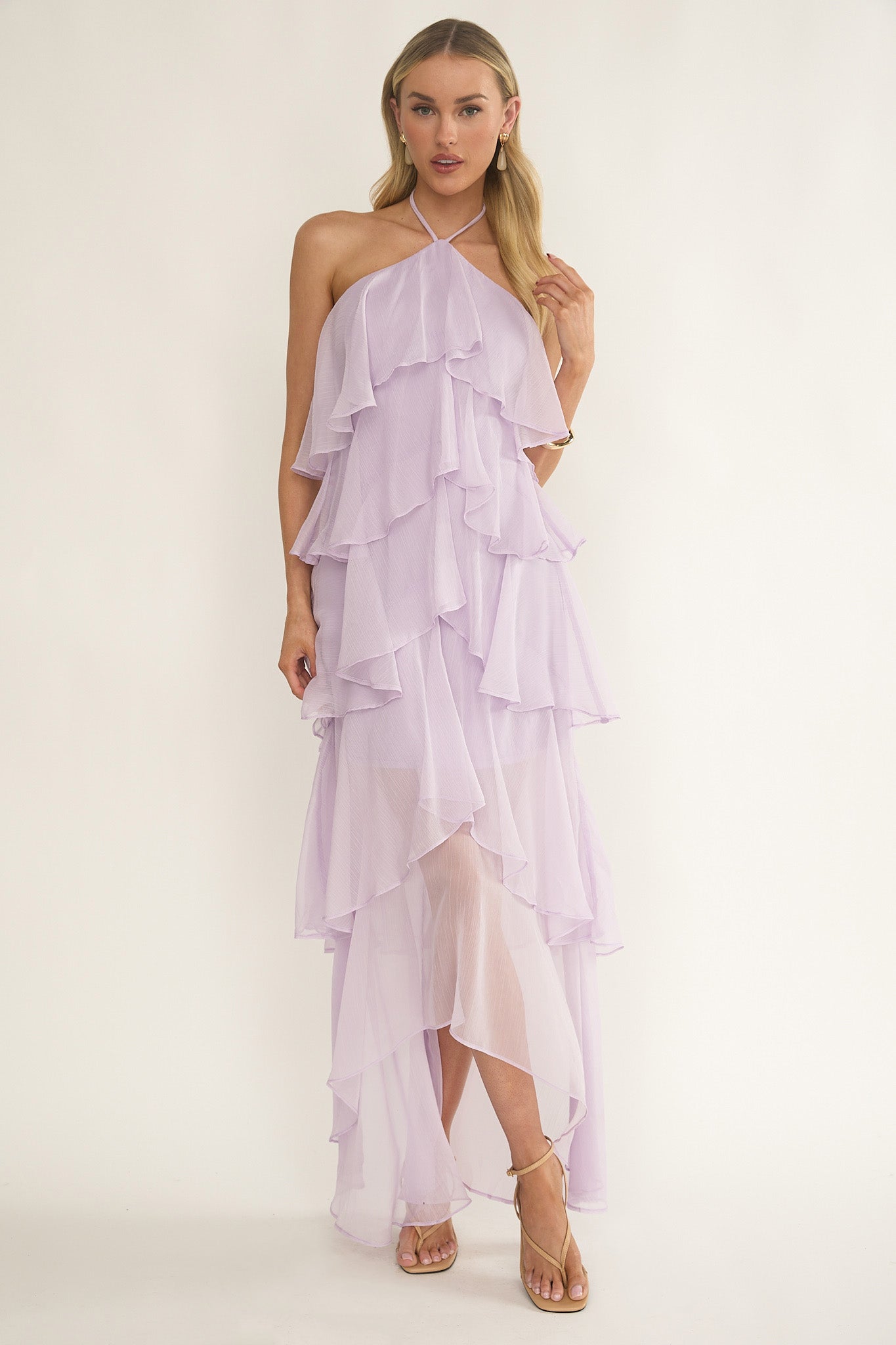 Shop the Darylyn Tiered Ruffle Maxi Dress Lilac