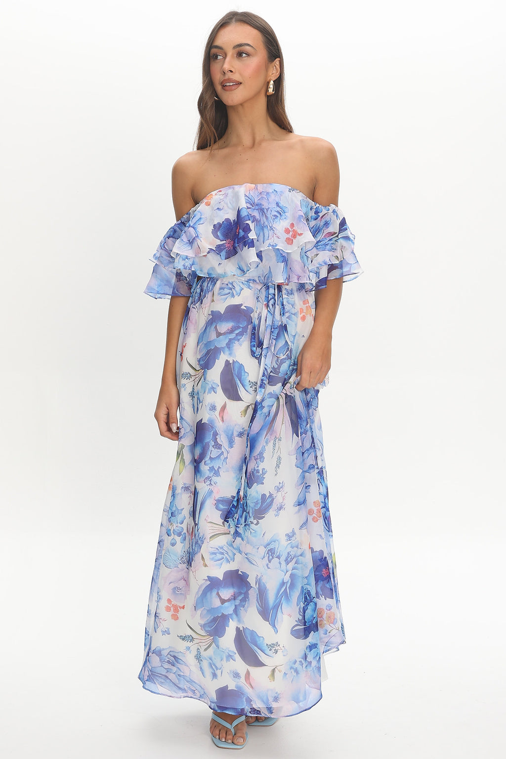 Nanjing Ruffle Maxi Dress Blue | Selfie Leslie
