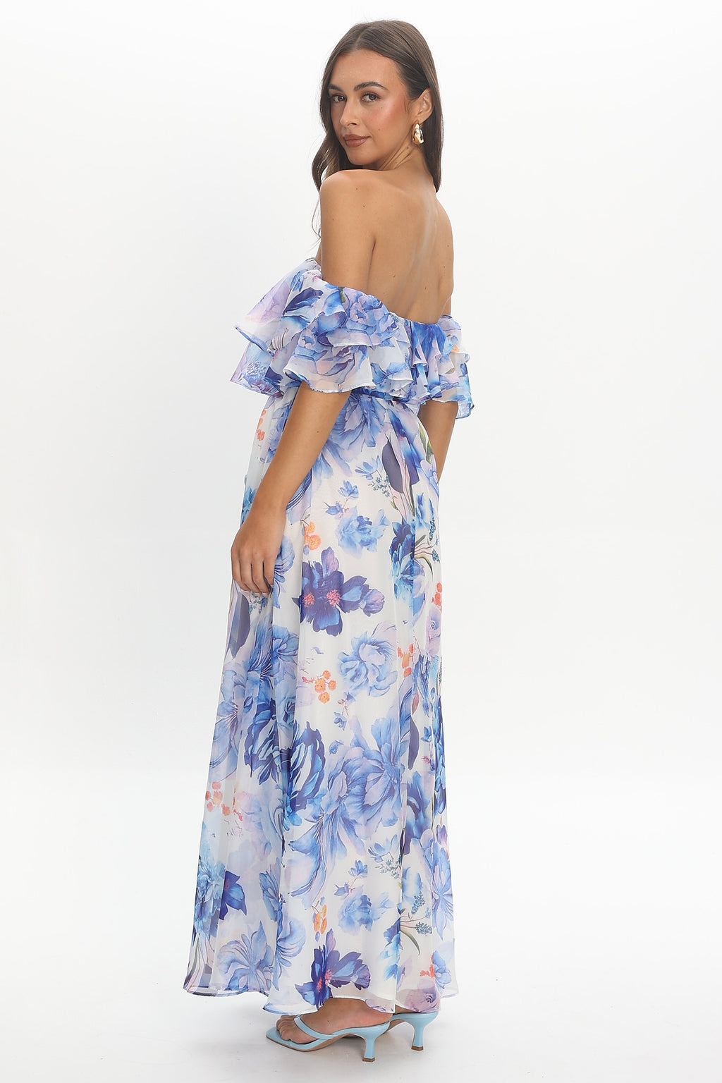 Nanjing Ruffle Maxi Dress Blue | Selfie Leslie