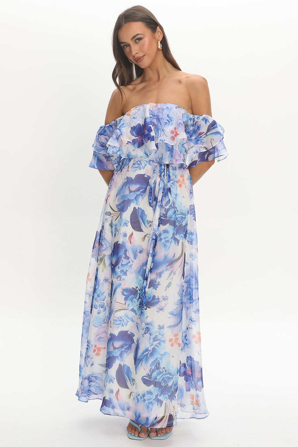 Nanjing Ruffle Maxi Dress Blue | Selfie Leslie