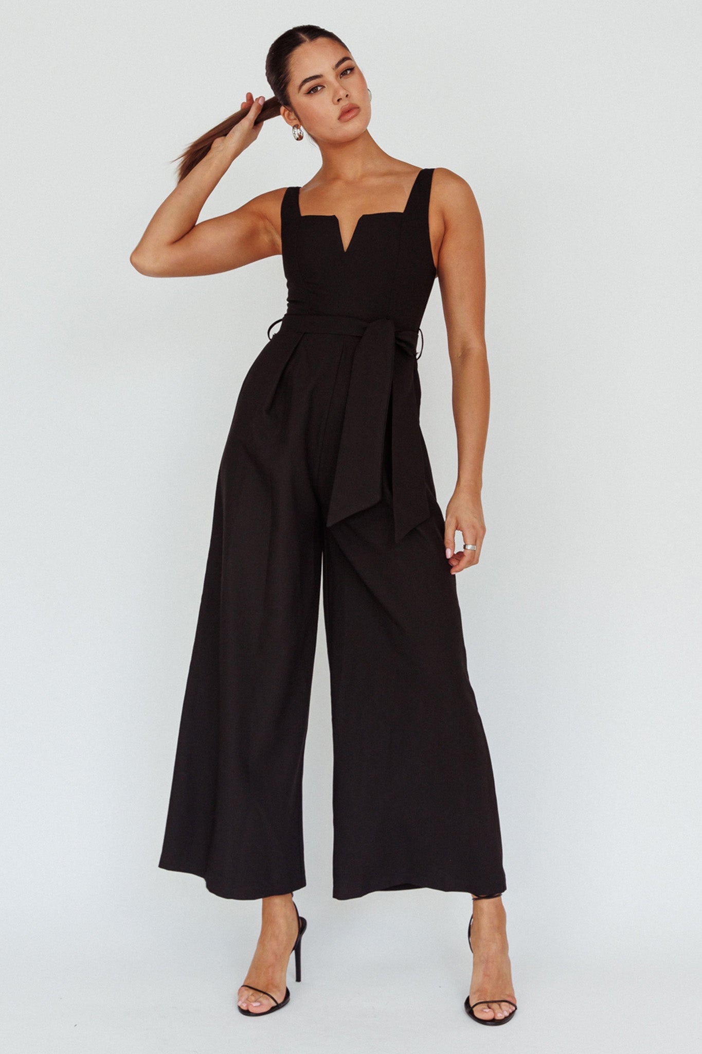 Shop the Colleen Waist Tie Jumpsuit Black