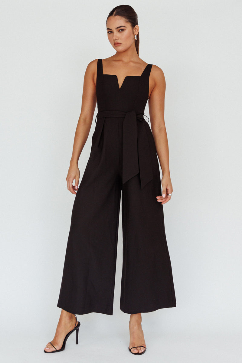 Shop the Colleen Waist Tie Jumpsuit Black