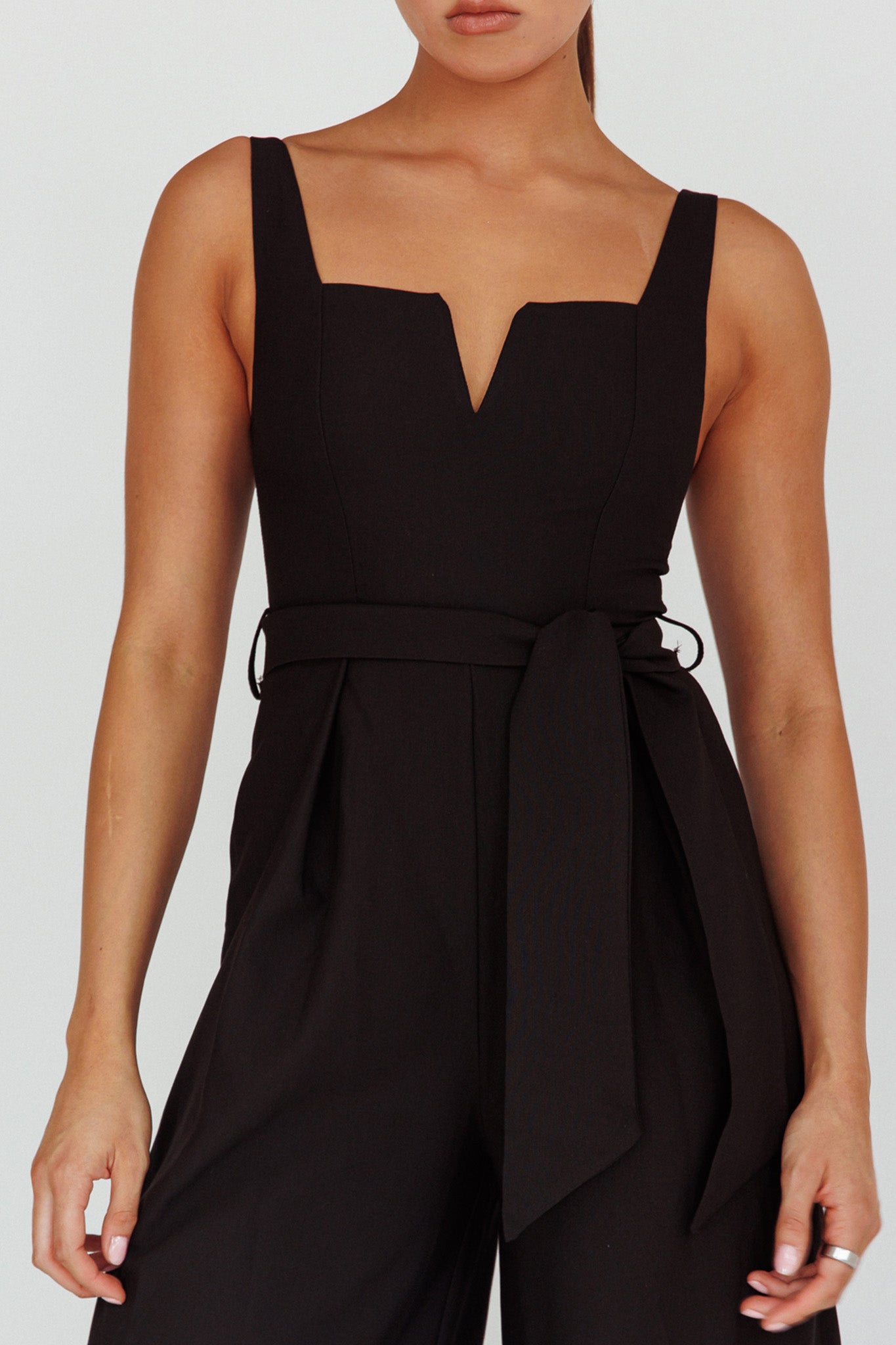 Shop the Colleen Waist Tie Jumpsuit Black