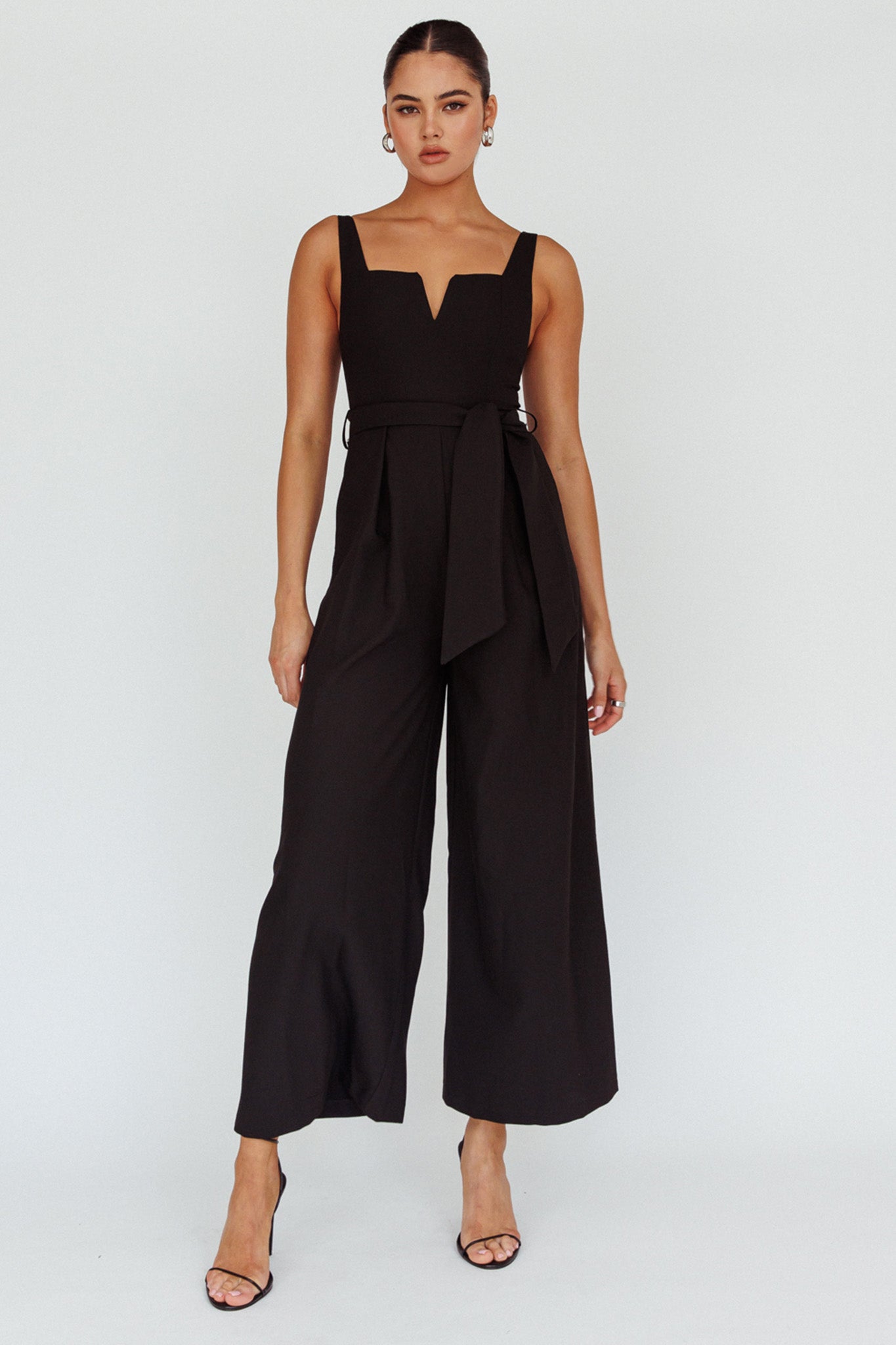 Colleen Waist Tie Jumpsuit Black– Selfie Leslie