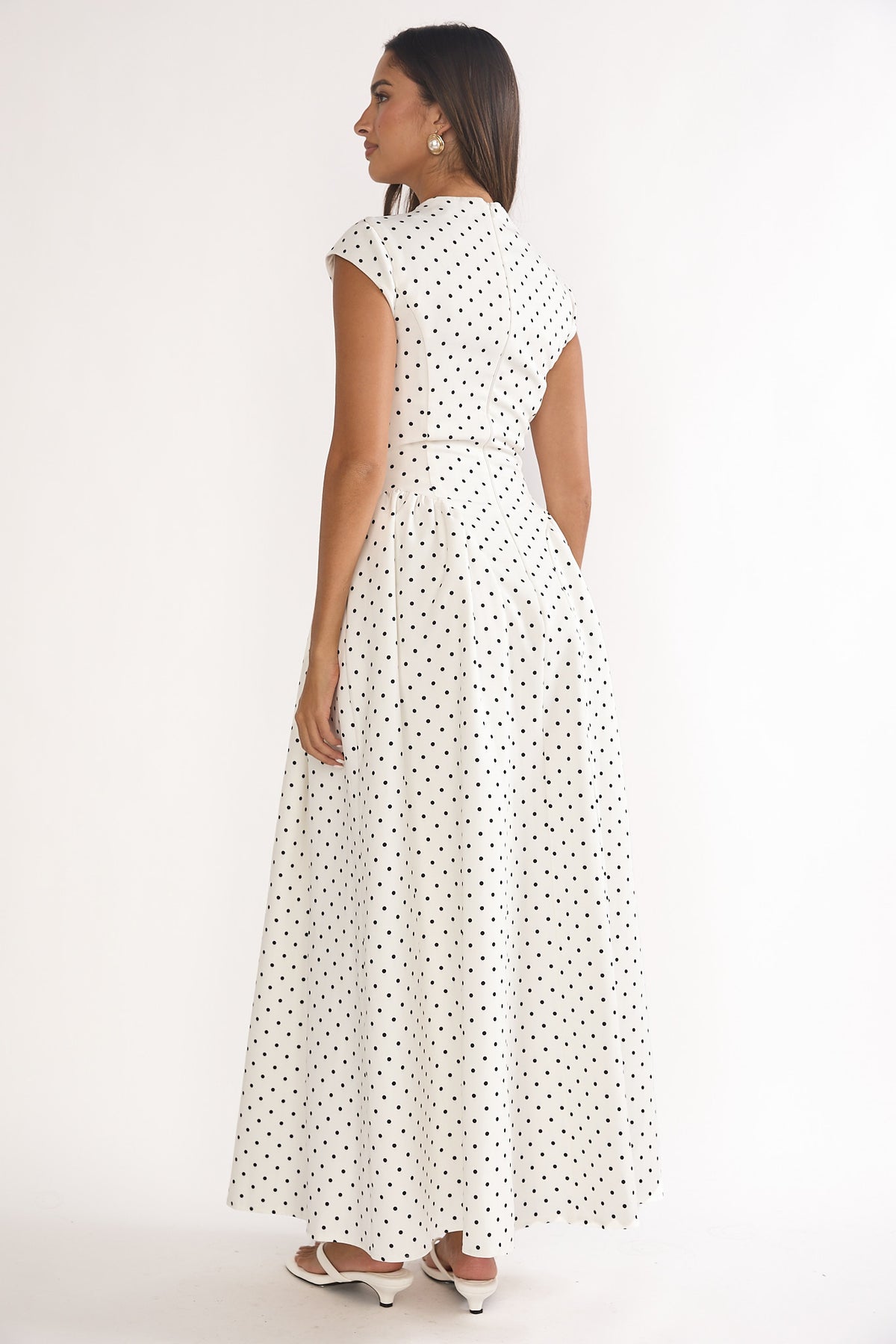 Lynnie Cap Sleeve Maxi Dress Polka Dot– Selfie Leslie