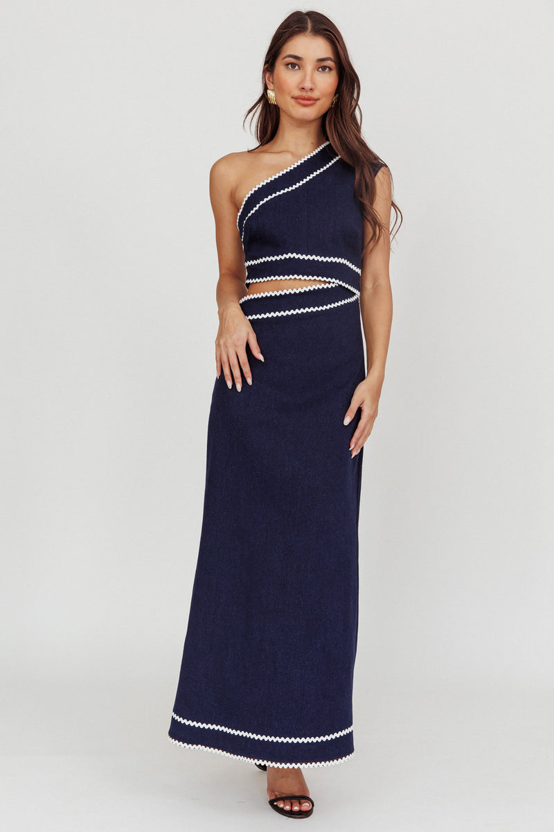 Shop the Mahli One-Shoulder Cut-Out Maxi Dress Dark Denim