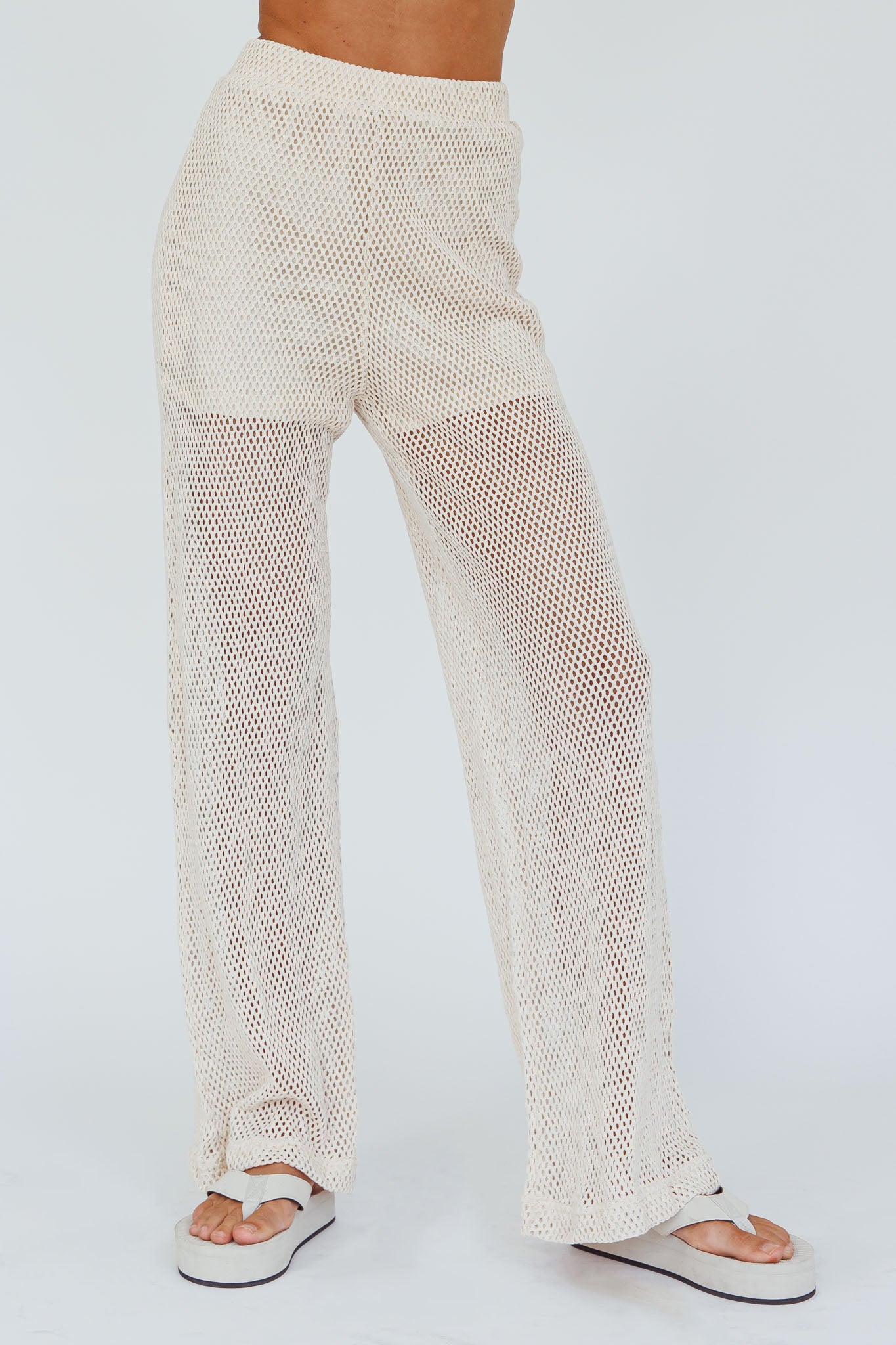 Shop the Mahina Long Net Pants Sand | Selfie Leslie