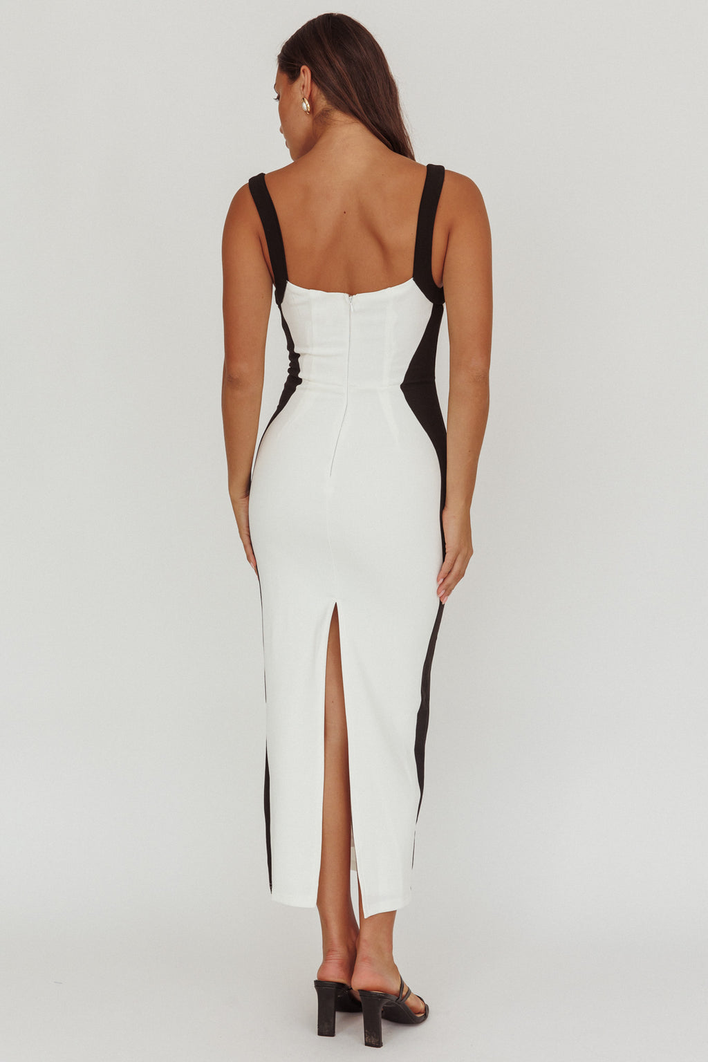 Tenika Contrast Bodycon Midi Dress White | Selfie Leslie