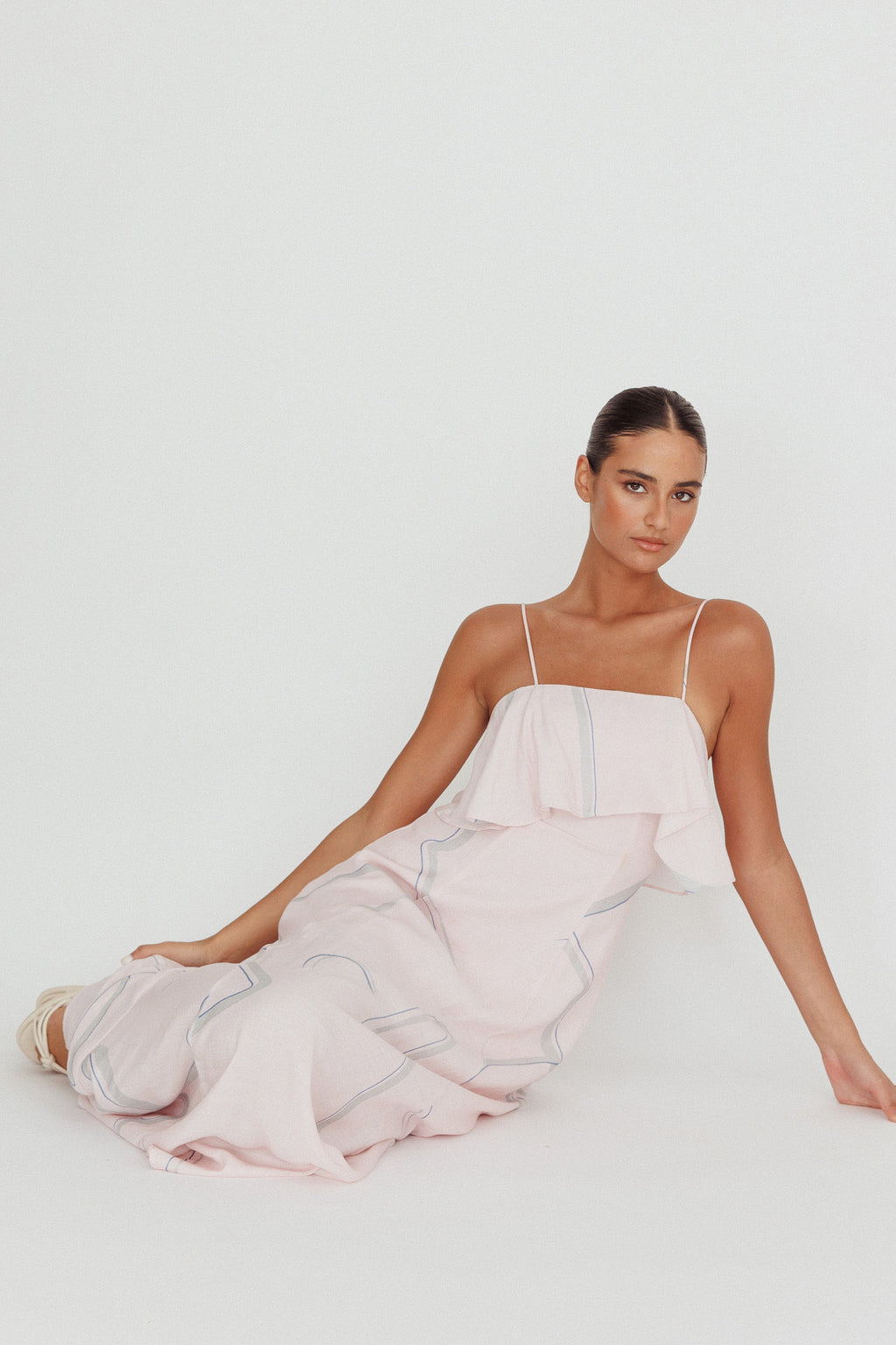Cressida Line Ruffle Maxi Dress Pink– Selfie Leslie