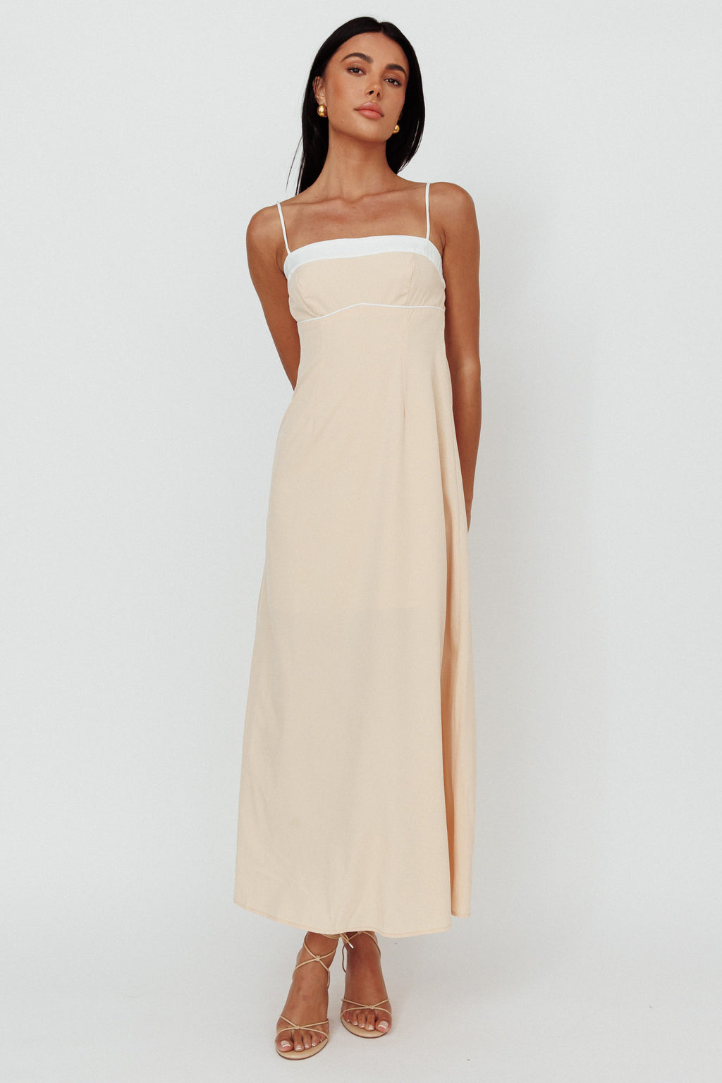 Taera Cami Strap Midi Dress Oat– Selfie Leslie
