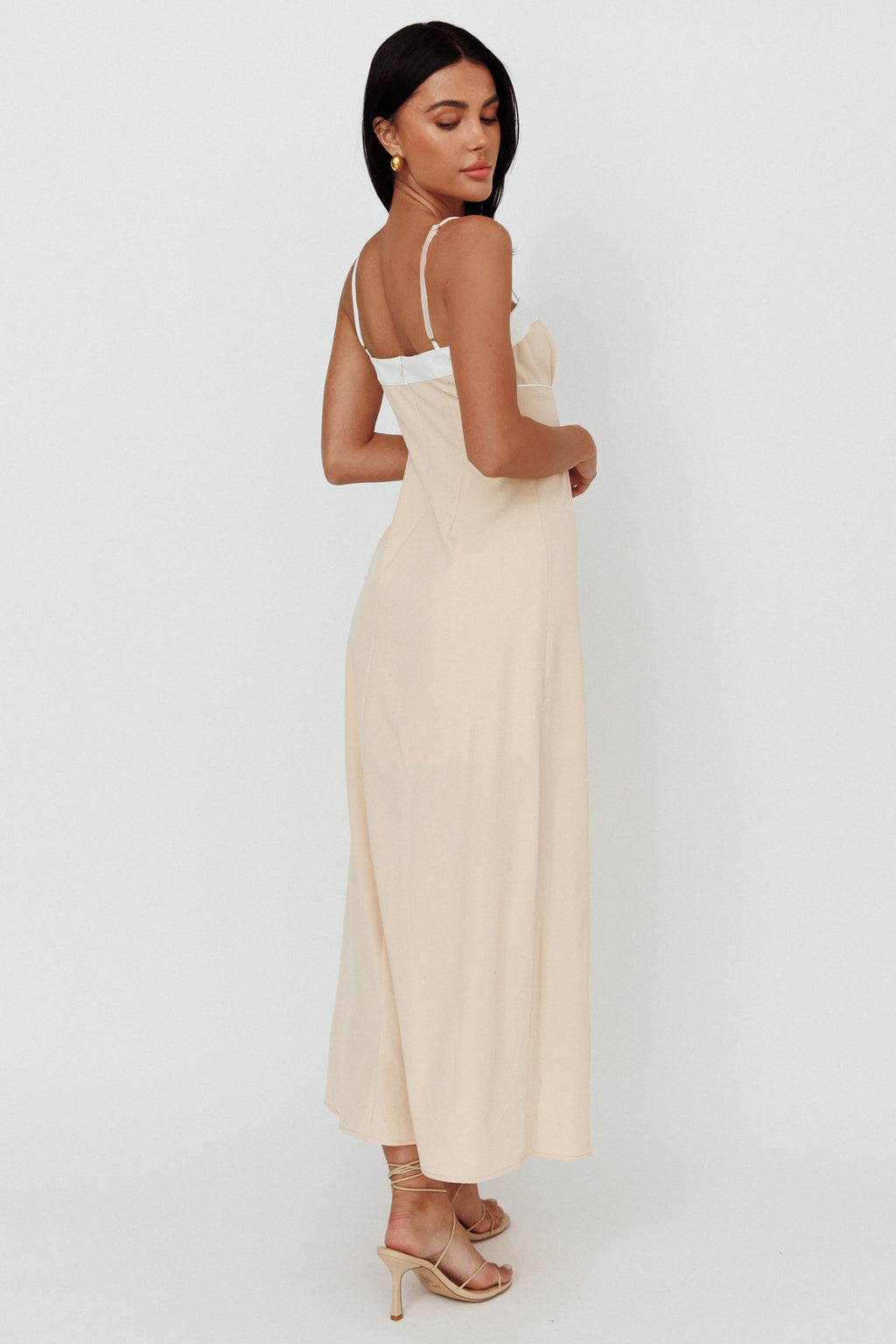 Taera Cami Strap Midi Dress Oat– Selfie Leslie