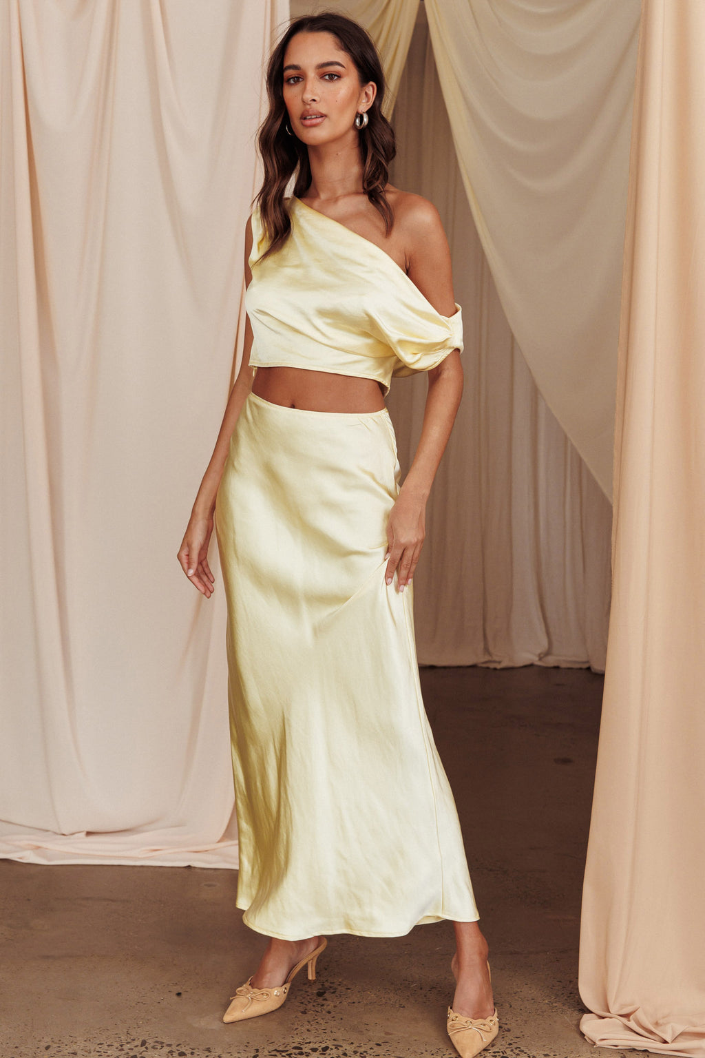 Shop the Alivya Satin Maxi Skirt Butter