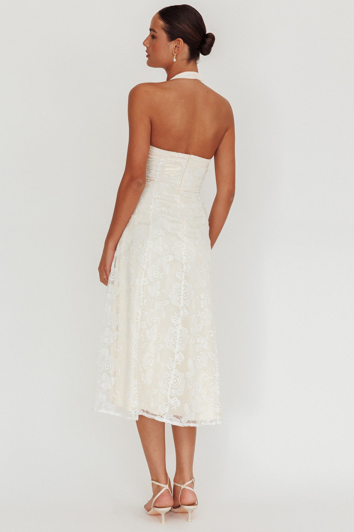 Elliott A-Line Halter Neck Midi Dress White– Selfie Leslie