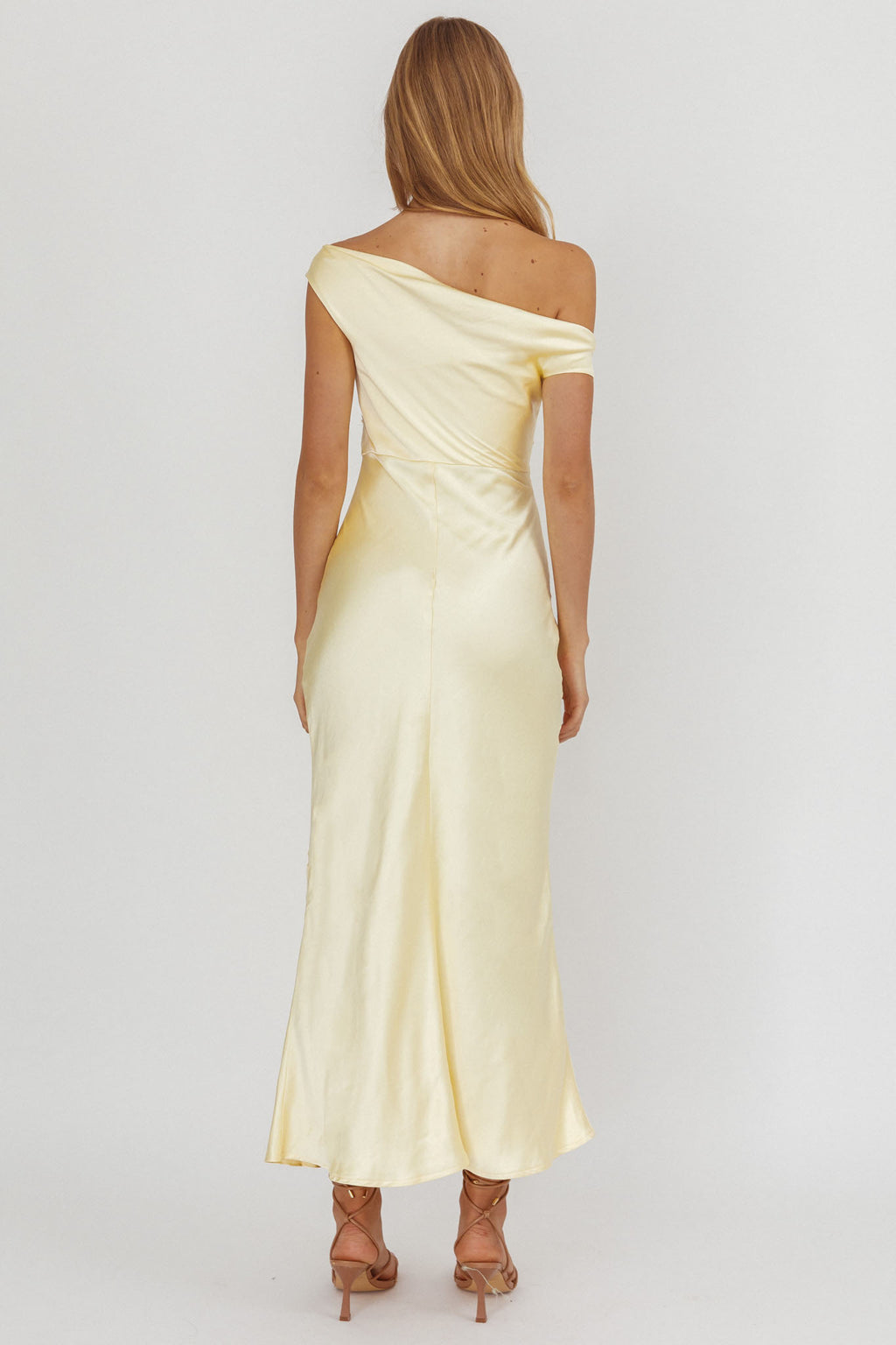 Revelation Off-Shoulder Lace Trim Maxi Dress Butter– Selfie Leslie