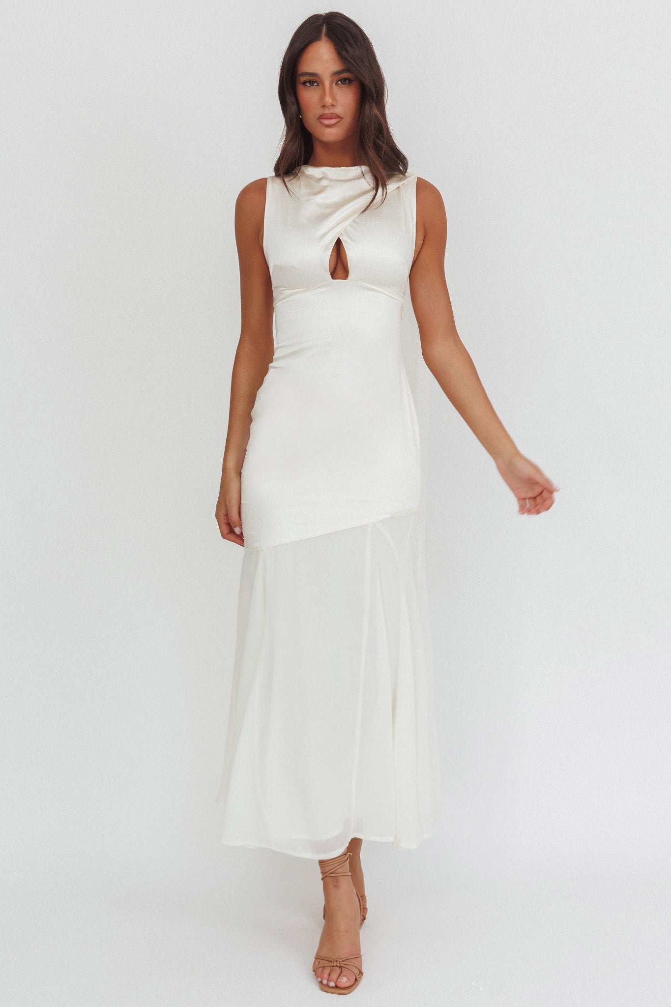 Shop the Meliza Keyhole Bust Maxi Dress Oyster