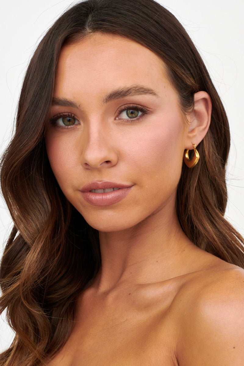 Shop the Tilly Geometric Huggie Earrings Gold