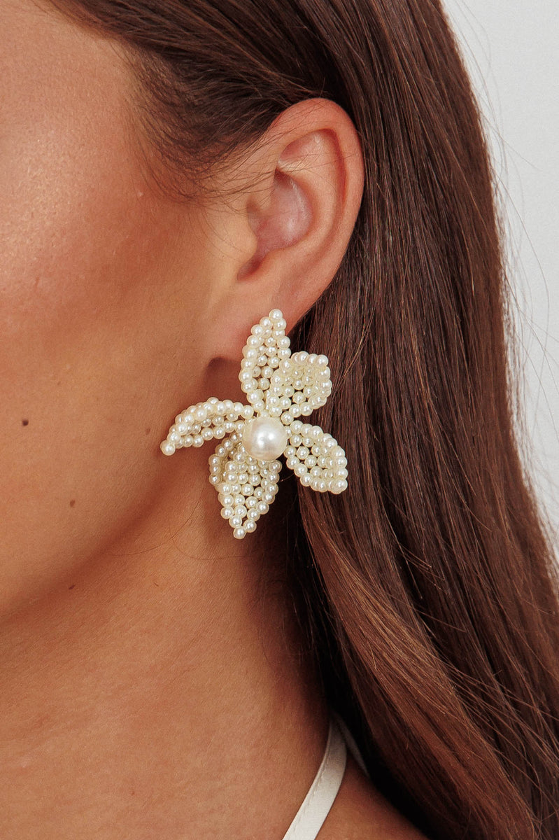 Shop the Kaley Flower Earrings Pearl