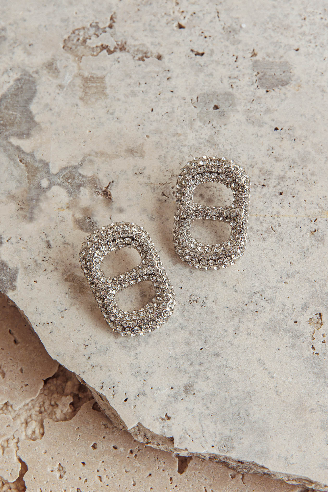 Glitz Pull Tab Earrings Silver Diamante | Selfie Leslie