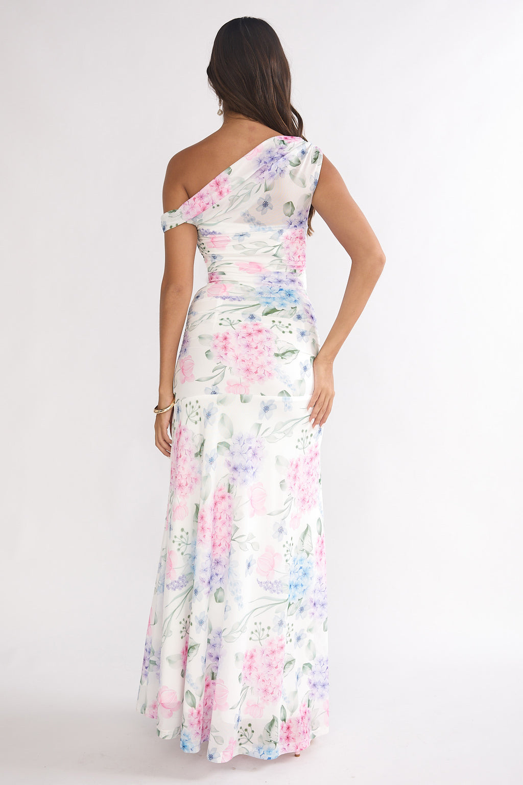 Lylah Asymmetric Neckline Mesh Maxi Dress Floral Blue– Selfie Leslie