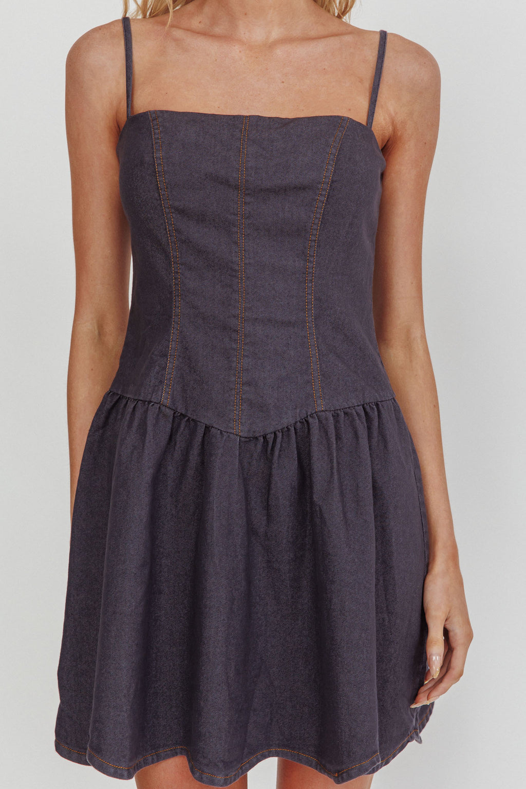 Jorena A-Line Mini Dress Graphite– Selfie Leslie