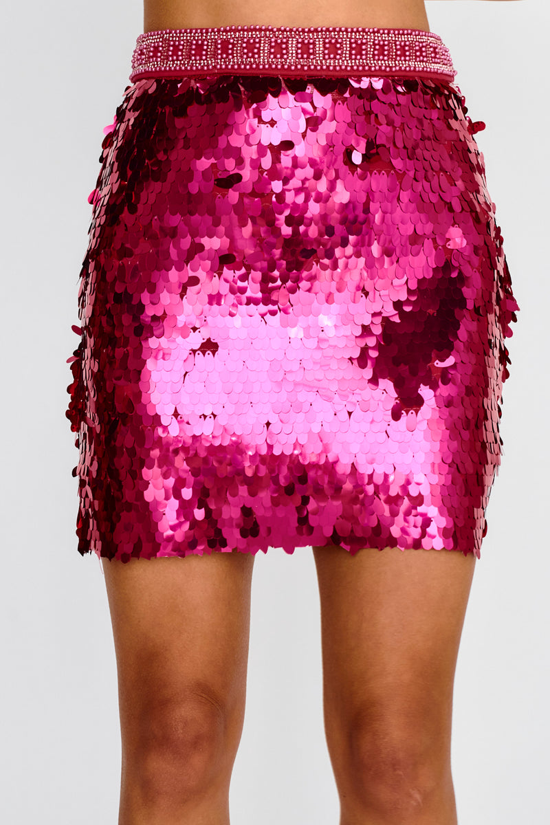 Shop The Shes So La Sequin Mini Skirt Hot Pink