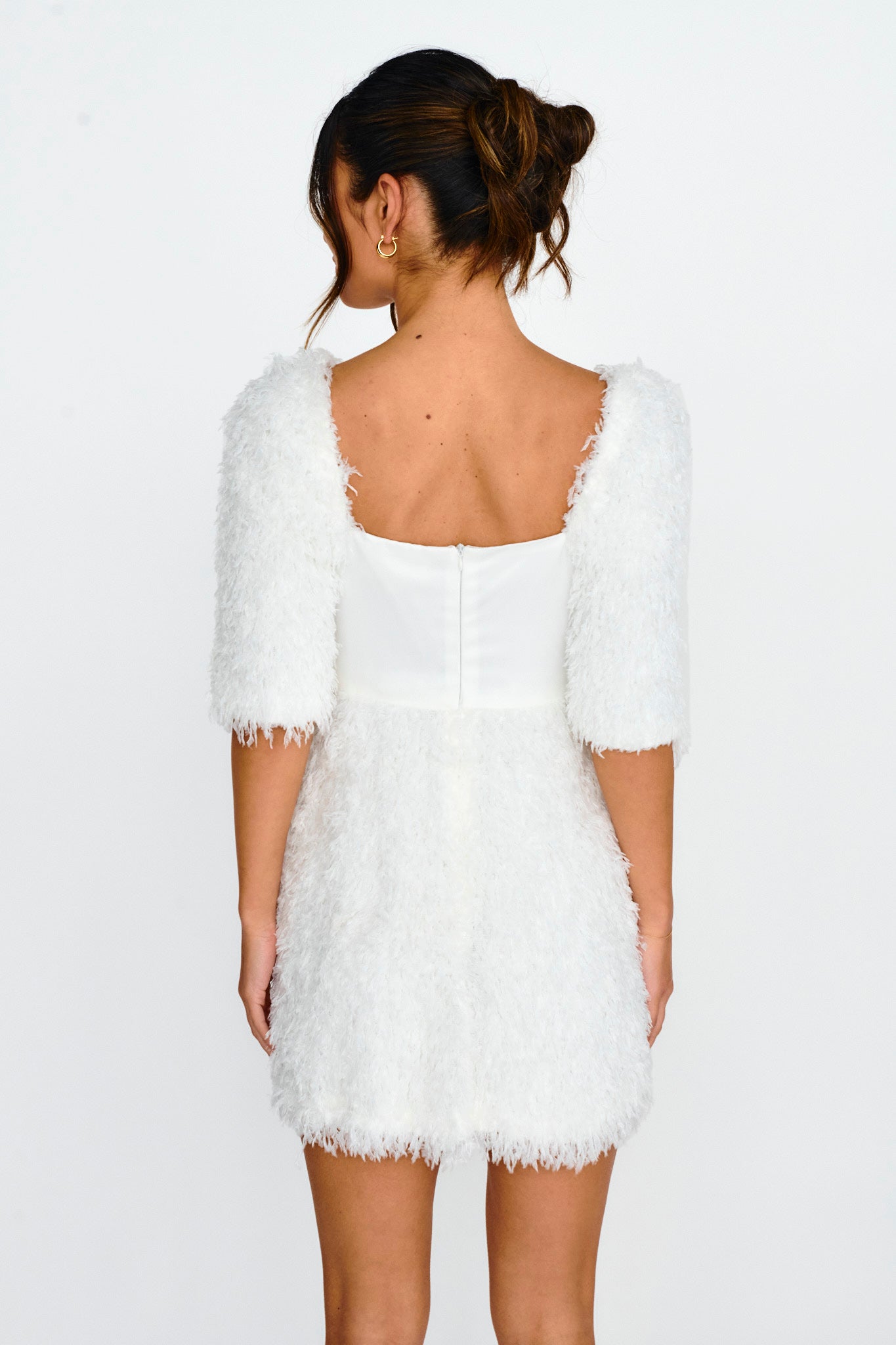 Shop the Snowflake Fuzzy Mini Dress Off White