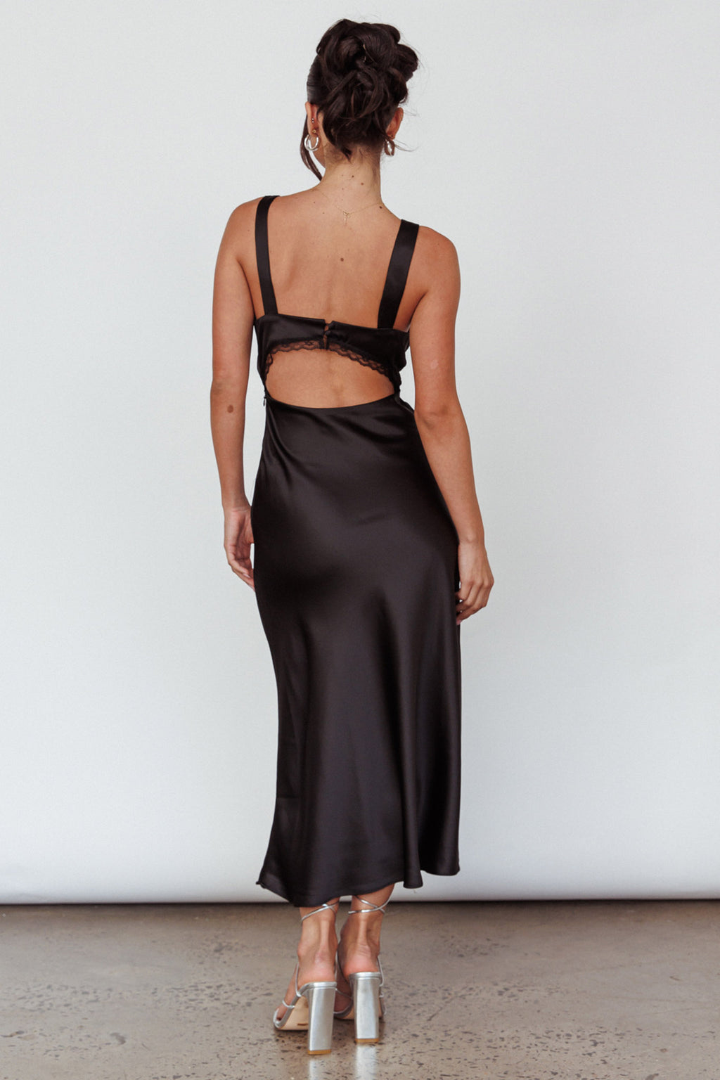 Nyah Lace Trim Midi Dress Black | Selfie Leslie