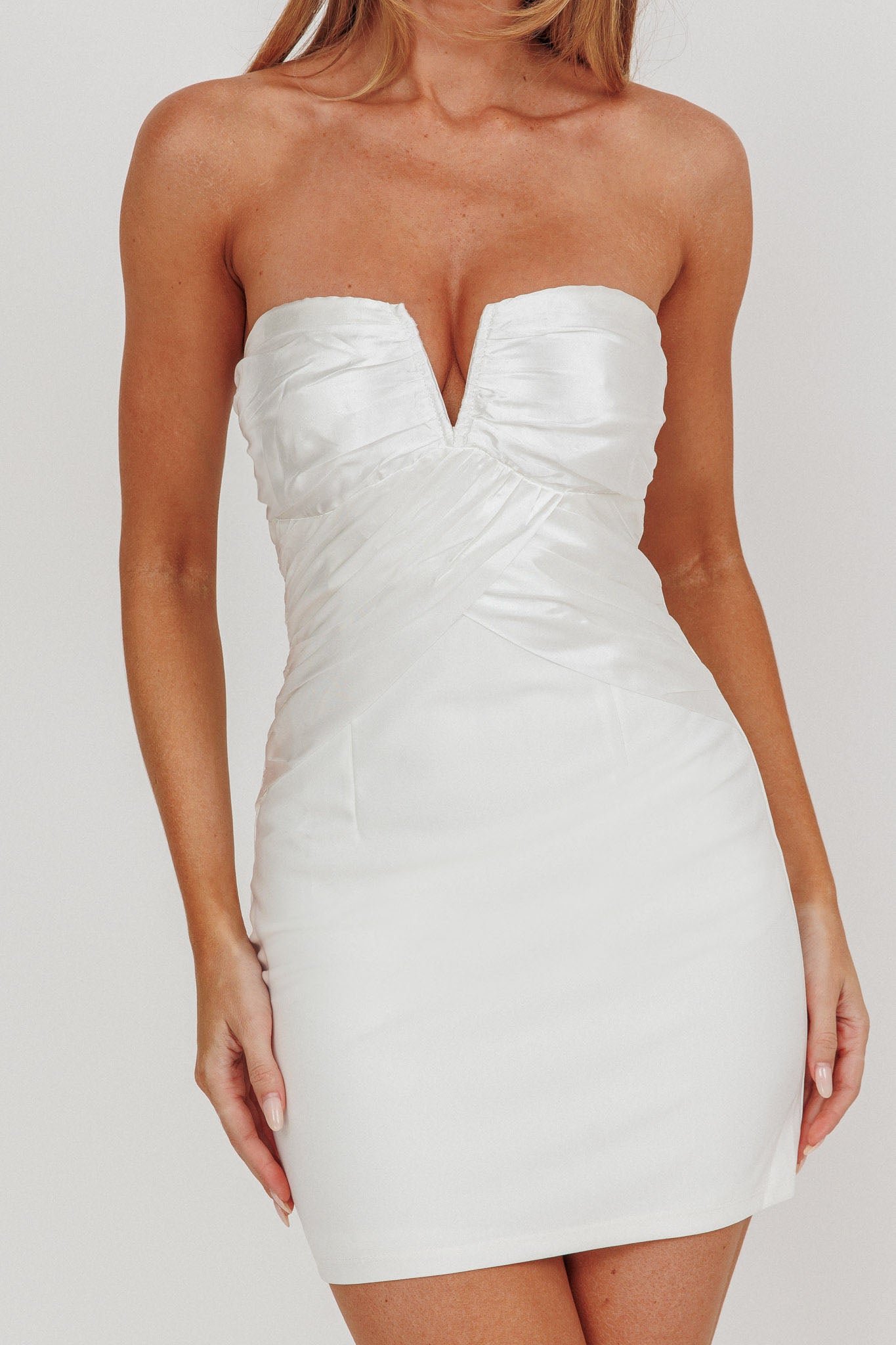Shop the Ahri Strapless Bodycon Mini Dress Ivory