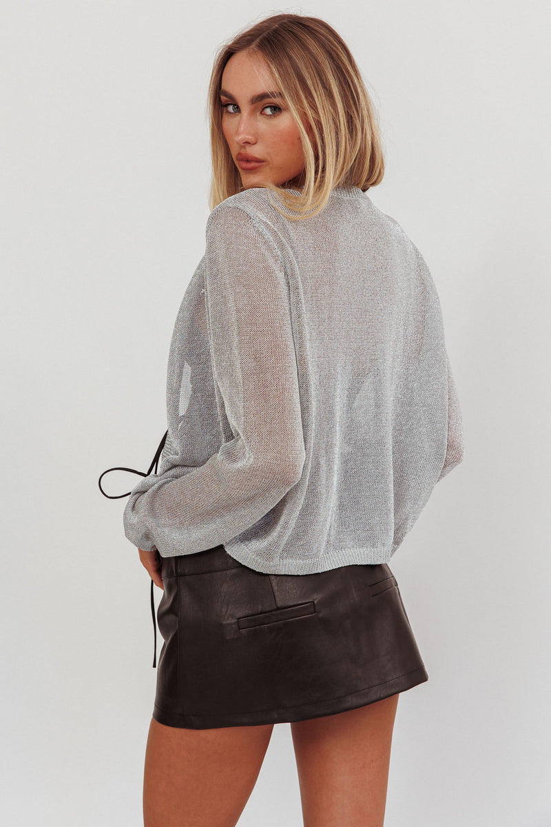 Shop the Kali Metallic Knit Cardigan Silver
