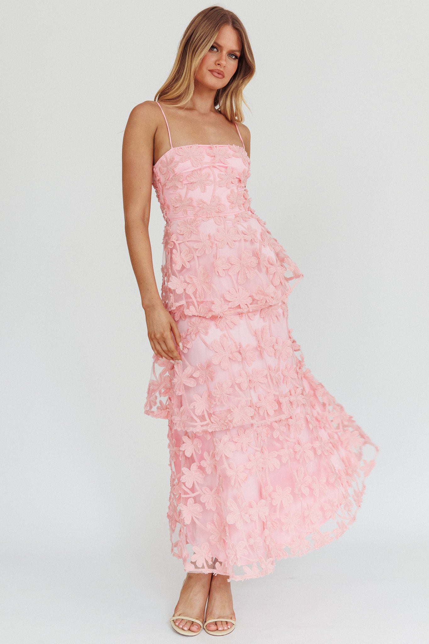 Shop the Dori Floral Embellished Maxi Dress Blush