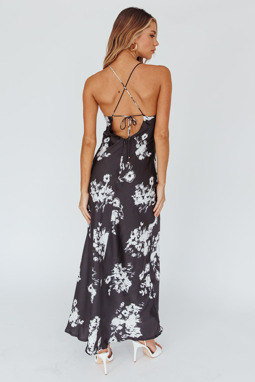 Lyndel Tied Back Slip Midi Dress Black– Selfie Leslie