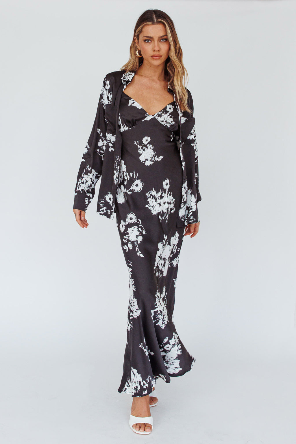 Shop the Lyndel Tied Back Slip Midi Dress Black