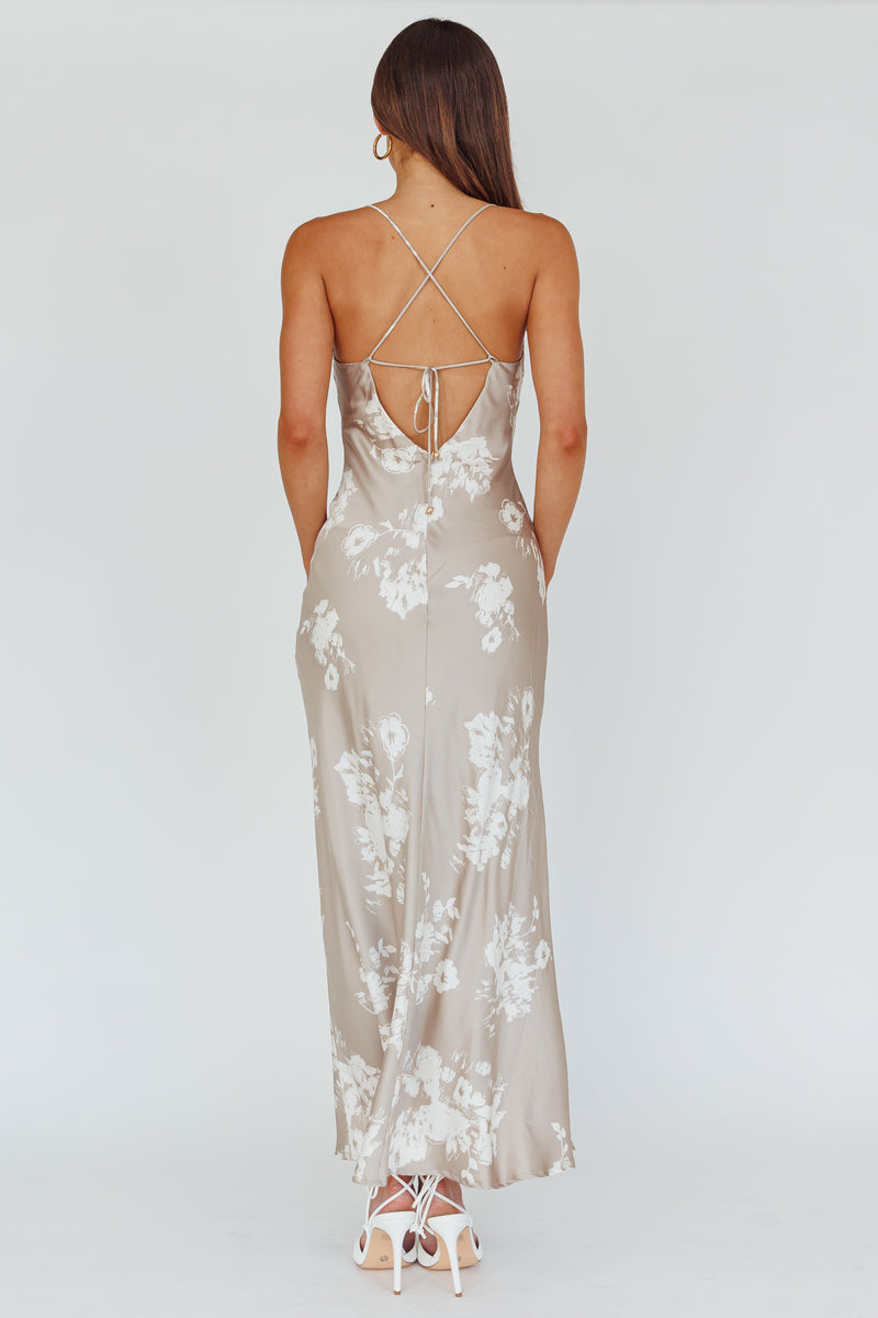 Shop the Lyndel Tied Back Slip Midi Dress Grey