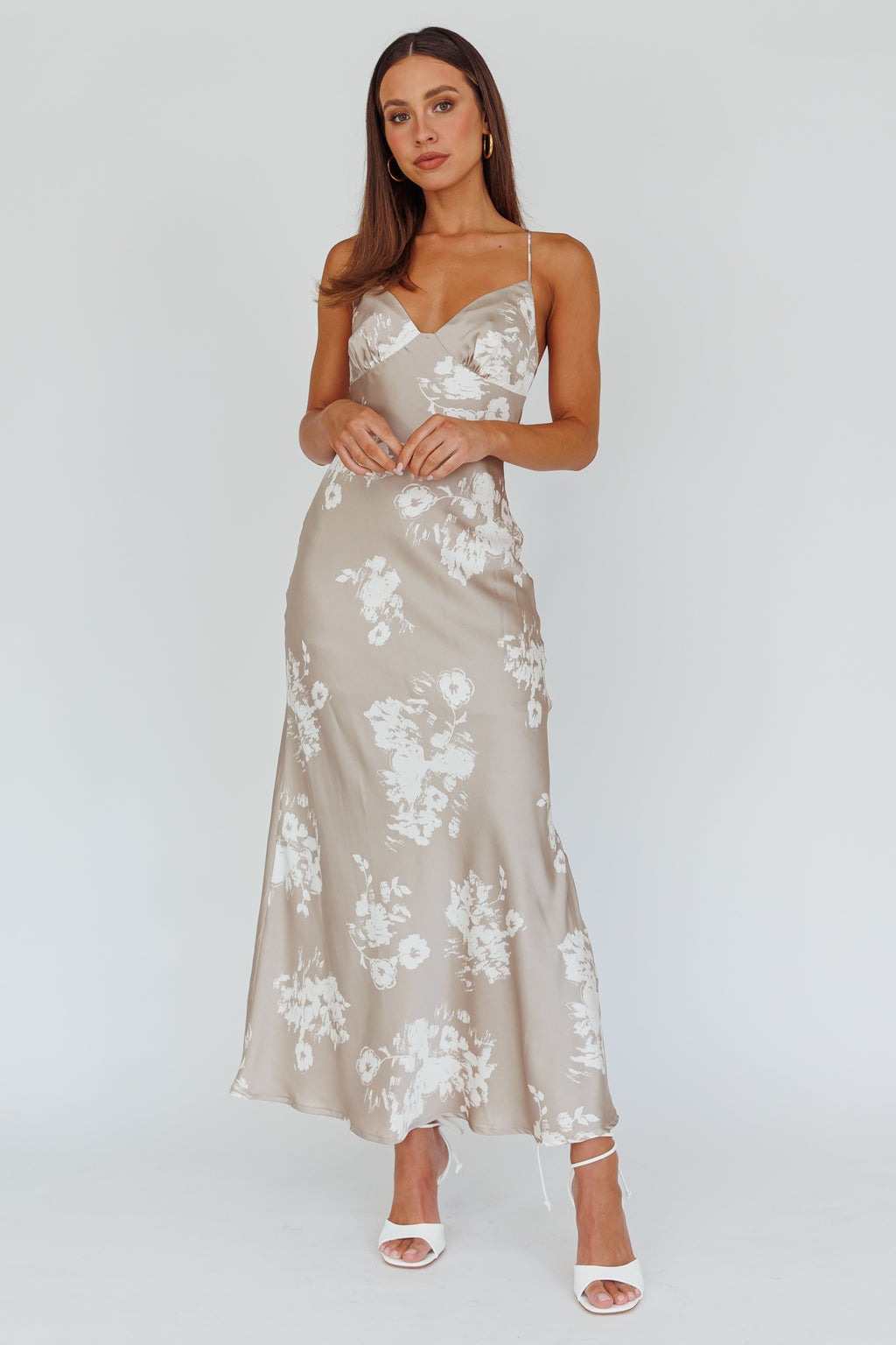 Shop the Lyndel Tied Back Slip Midi Dress Grey