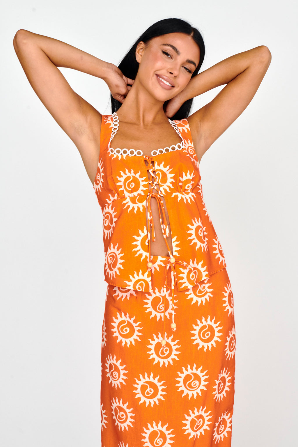 Sun Days Laced Bust Top Sun Orange– Selfie Leslie
