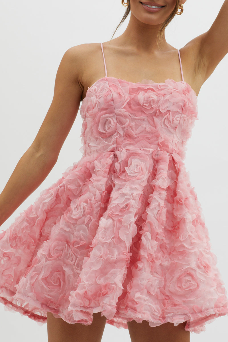 Shop the Mariela Floral Embellished Mini Dress Pink