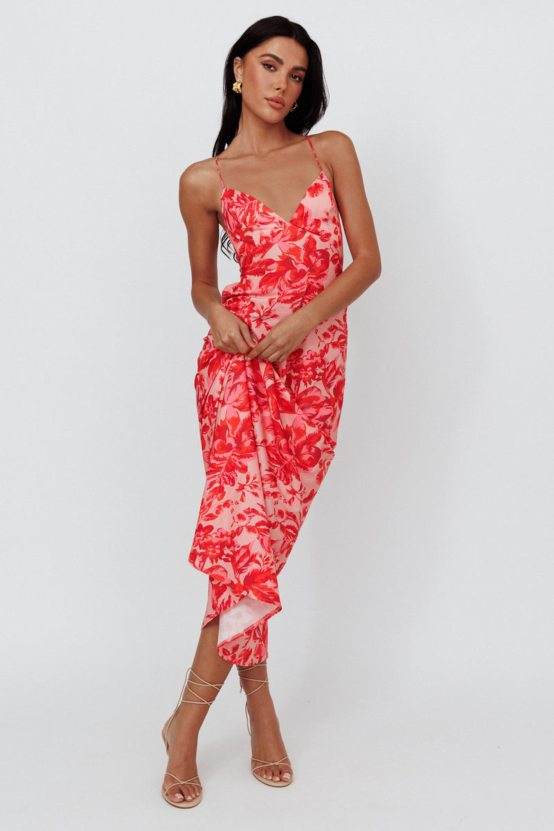 Shop the True Divine Strappy Back Maxi Dress Floral Fire