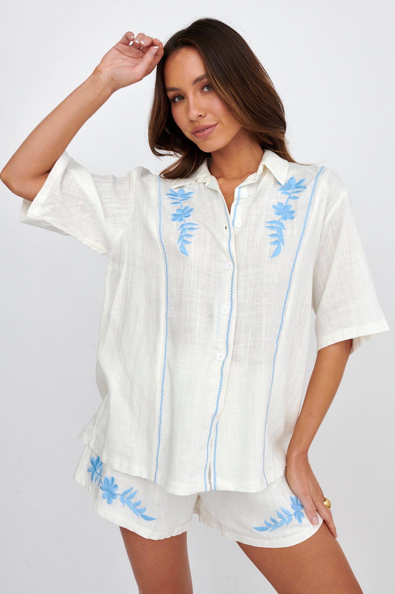 Shop the Jeni Embroidered Detail Shirt White