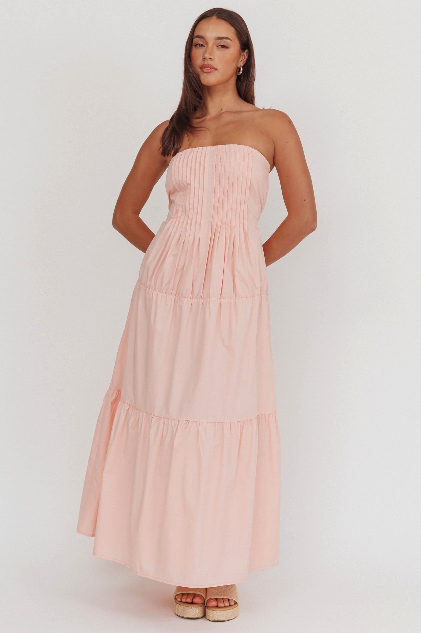 Shop the Deisa Pintuck Pleat Maxi Dress Cheek