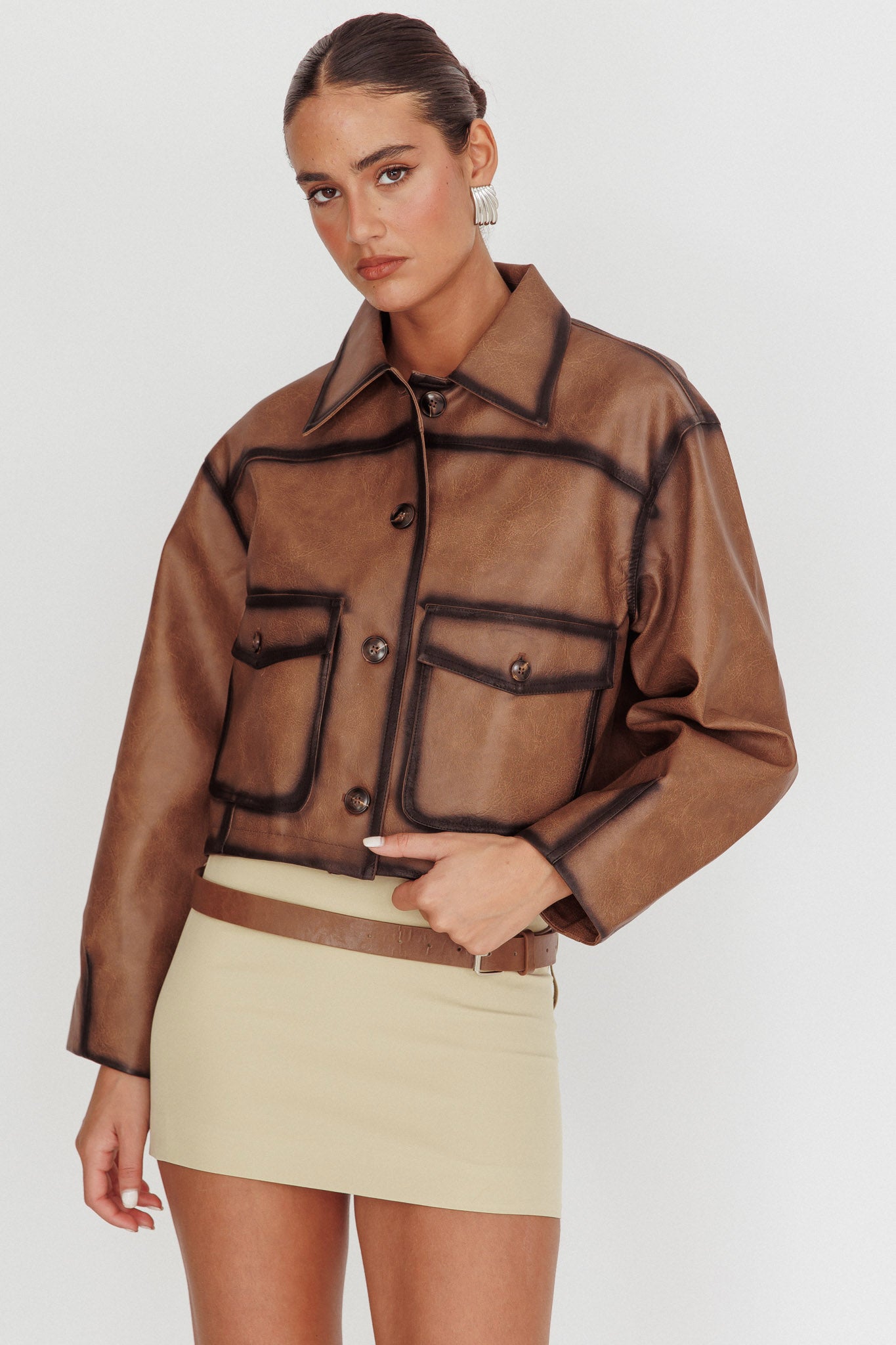 December Front Pocket Jacket Brown– Selfie Leslie