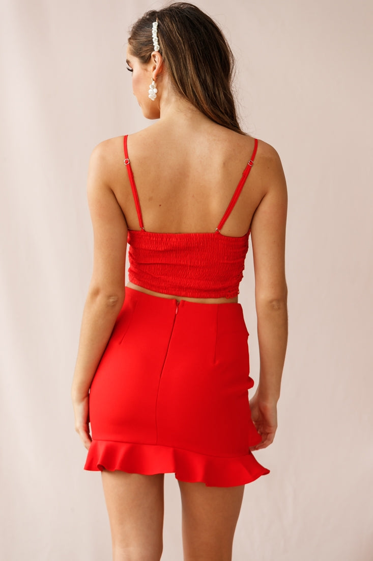 Shop the Frilled To Meet You Mini Skirt Red