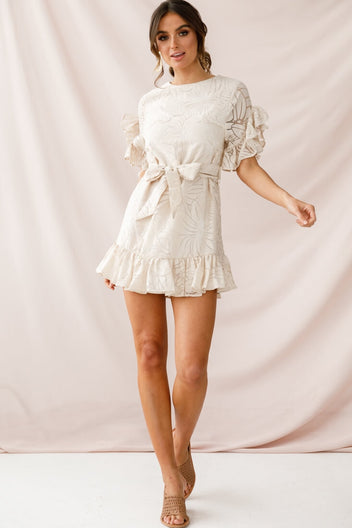 Shop the Coolum Ruffle Sleeve Dress Beige