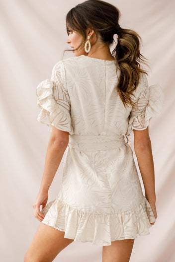 Shop the Coolum Ruffle Sleeve Dress Beige